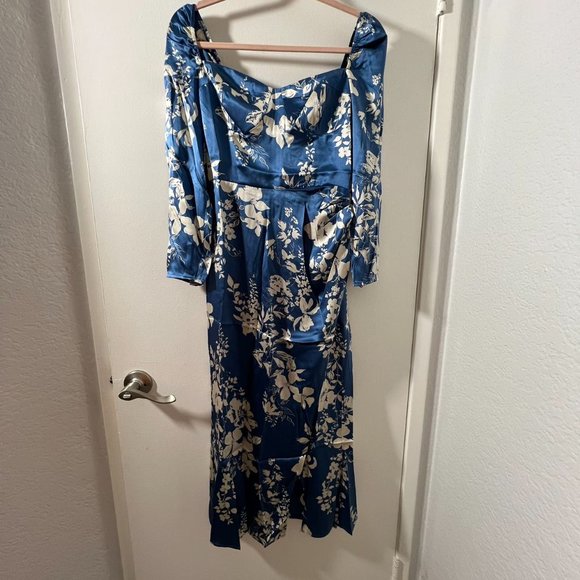 Reformation | Dresses | Reformation Gloriana Silk Dress In Cyanotype ...